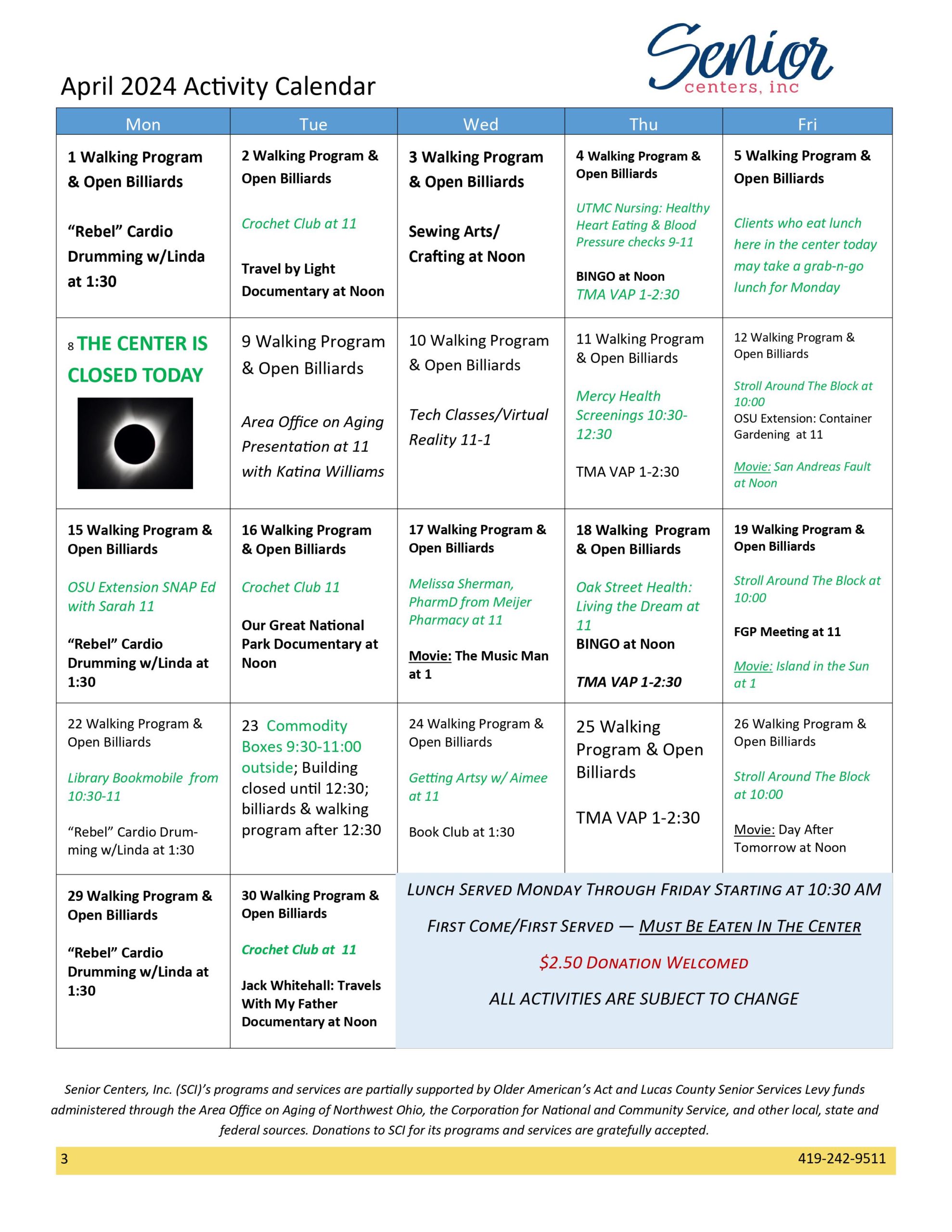 March 2024 Newsletter and Activity Calendar – Senior Centers, Inc ...