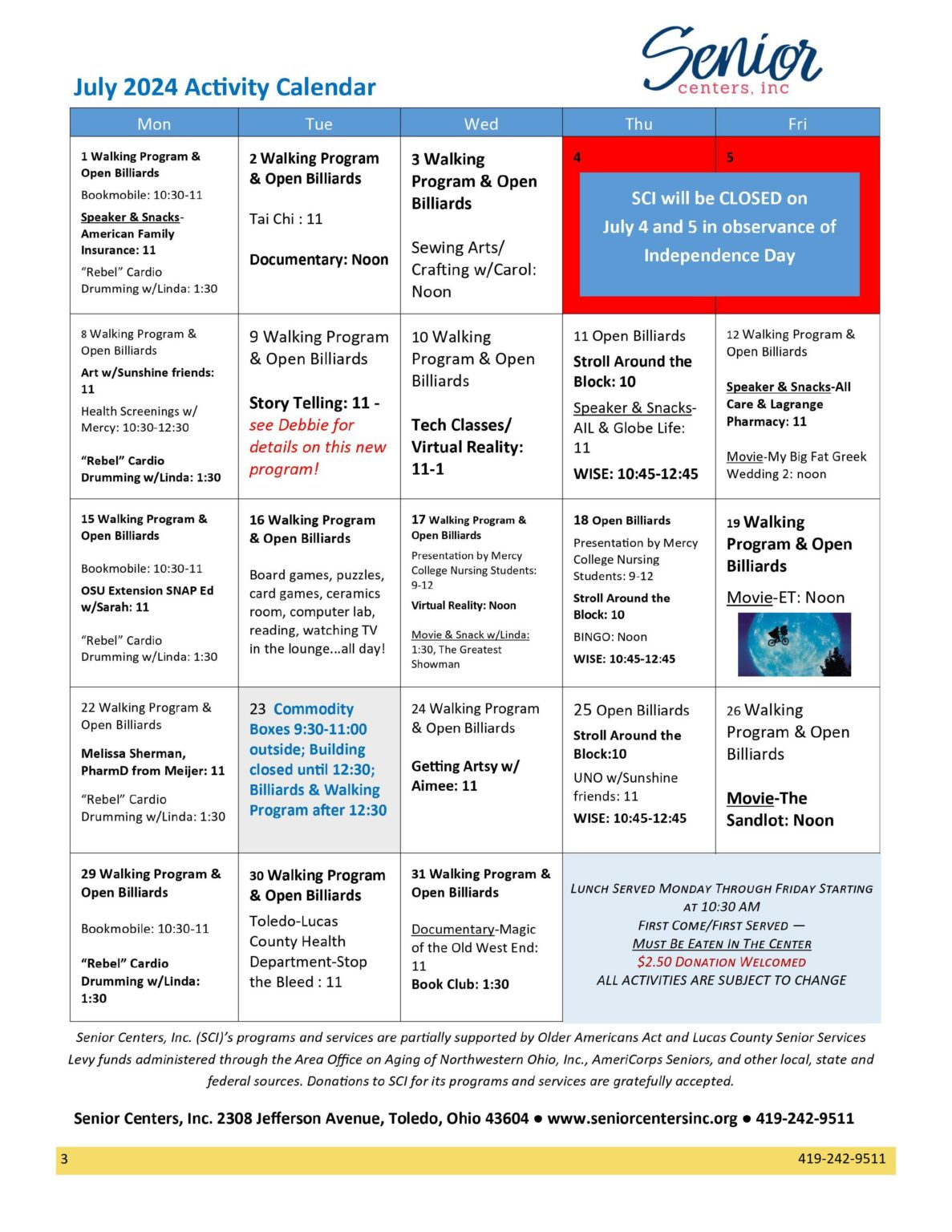 July 2024 Newsletter and Activity Calendar – Senior Centers, Inc ...