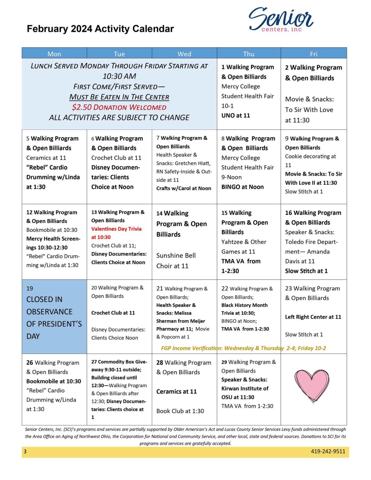 February 2024 Newsletter and Activity Calendar – Senior Centers, Inc ...